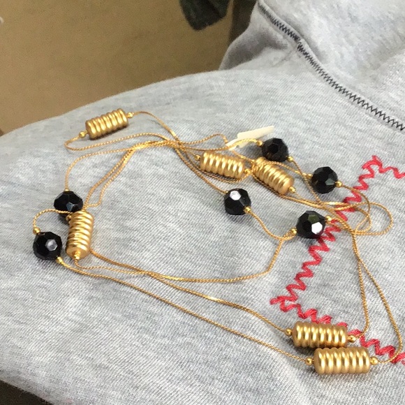 Jewelry | Nwt Gold Tone Black Long Chain Necklace | Poshmark